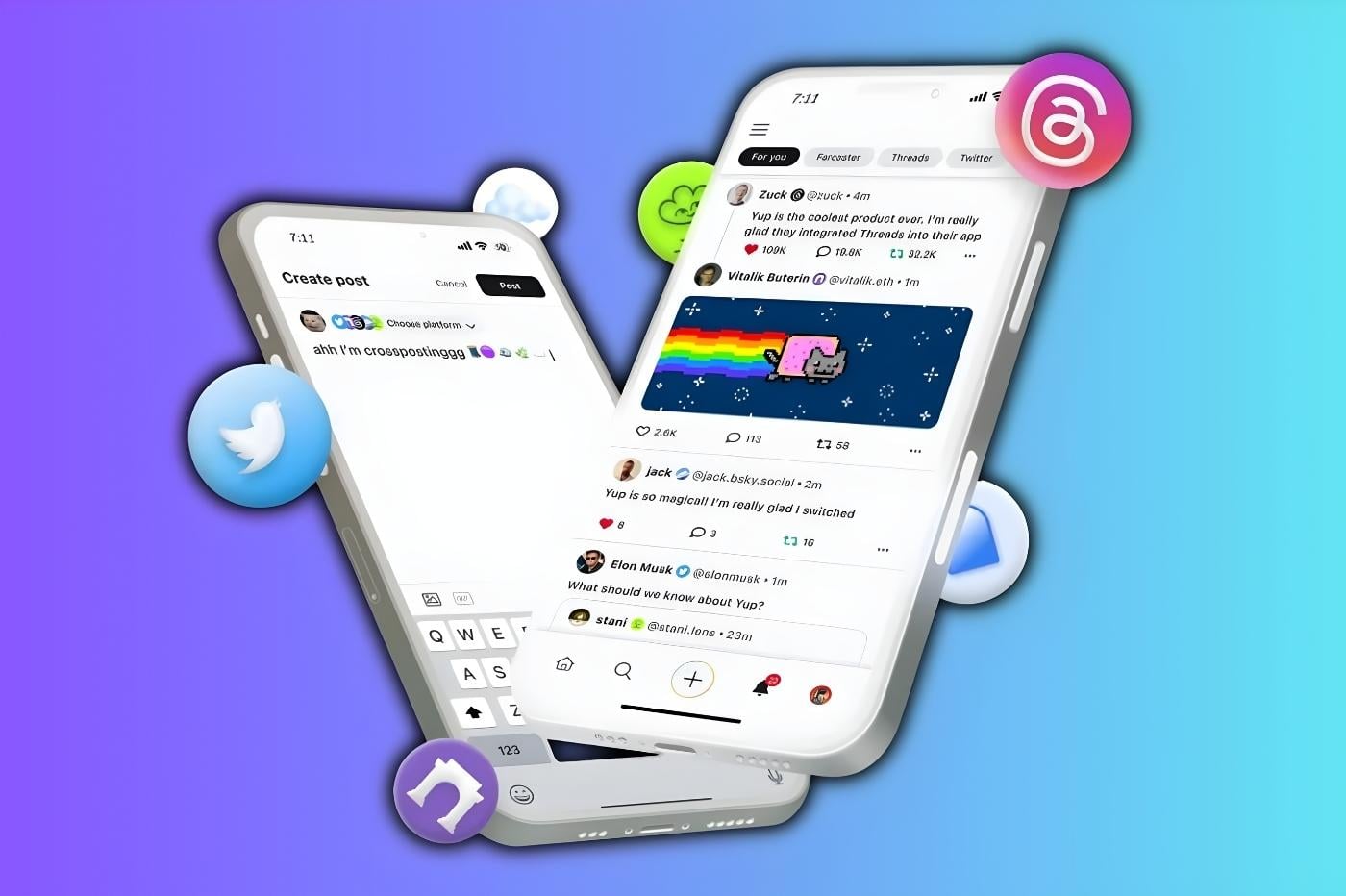 Yup permet d’accéder à 5 réseaux sociaux depuis une seule interface